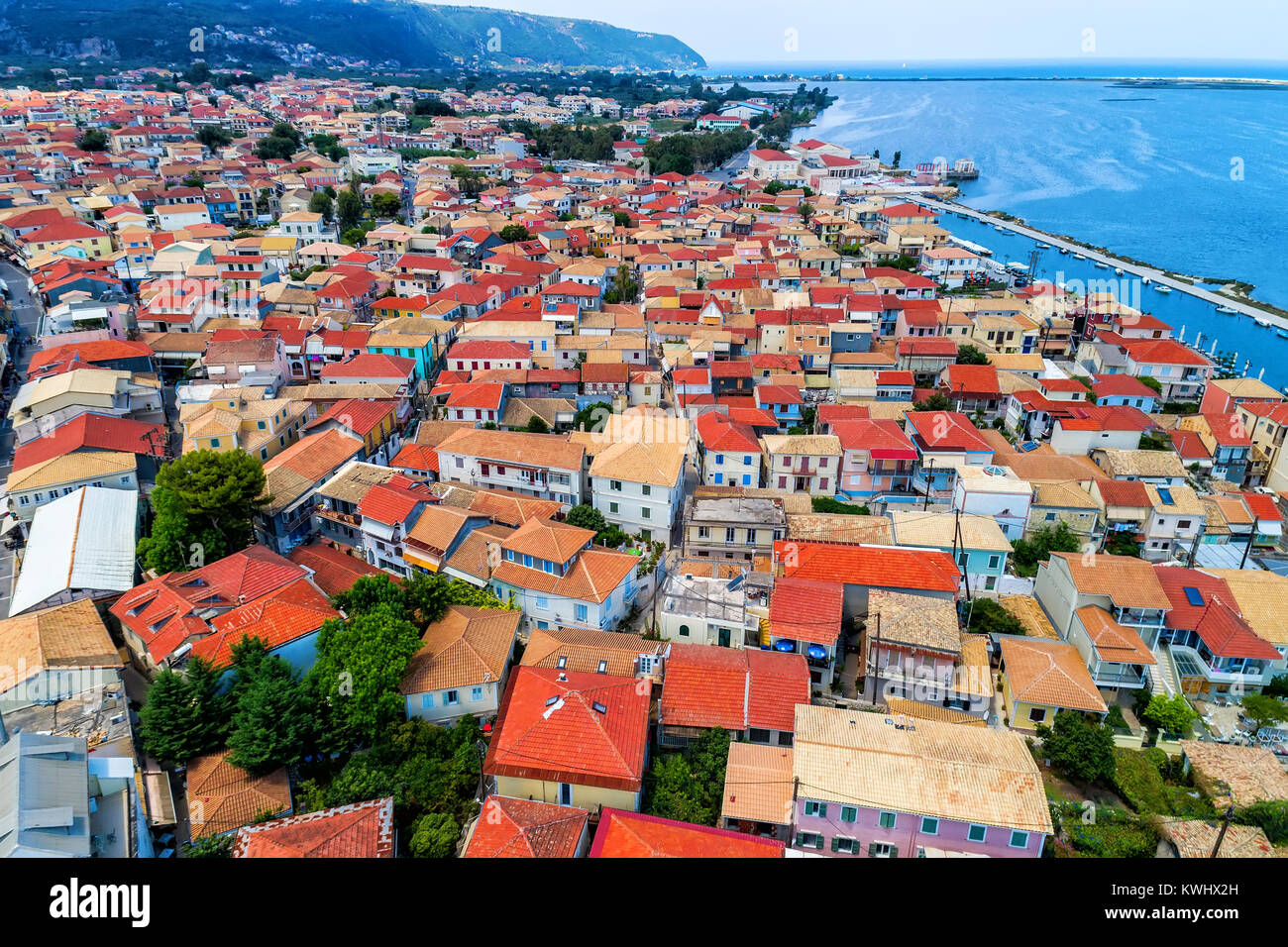 Aerial view of Lefkada town, Lefkada island, Greece Stock Photo - Alamy