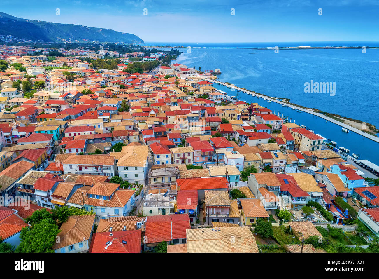 Aerial view of Lefkada town, Lefkada island, Greece Stock Photo - Alamy