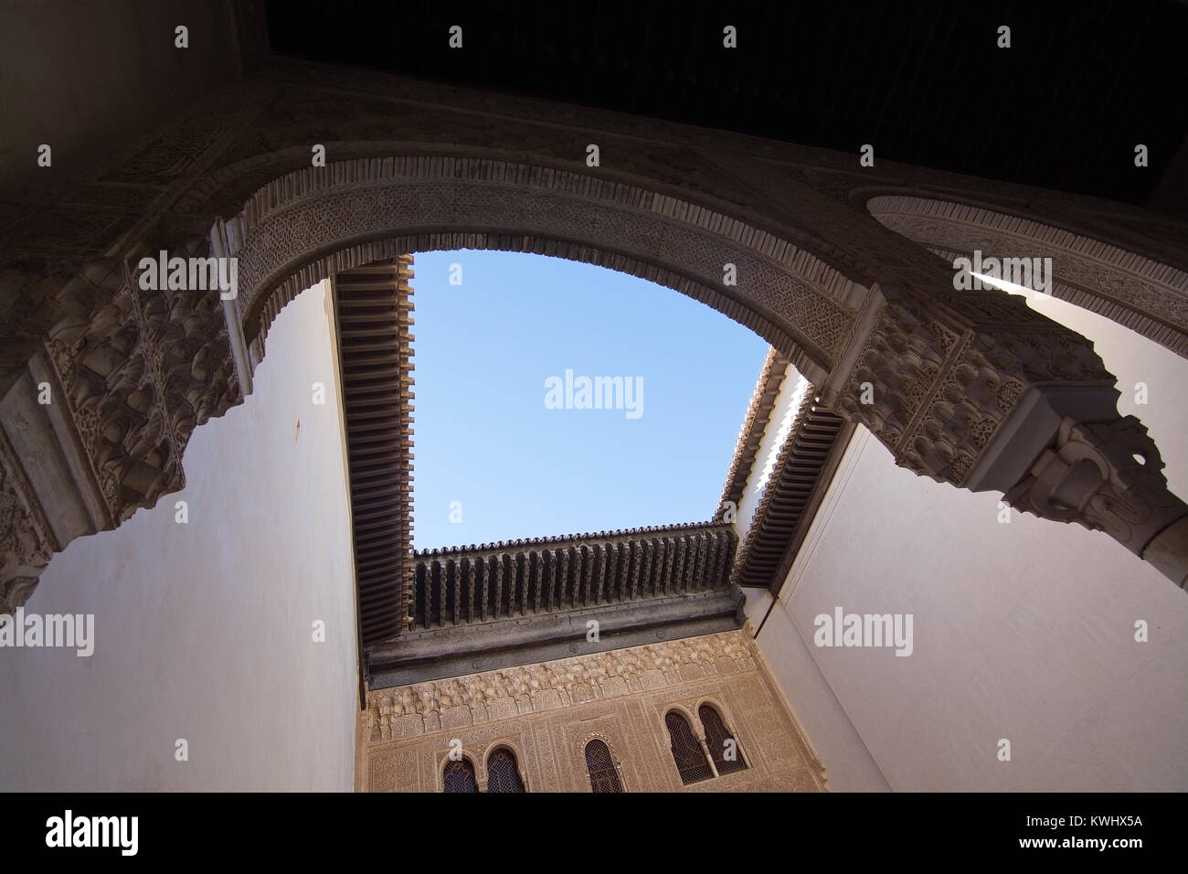 Alhambra islamic moorish palace architecture details hole in roof with ...