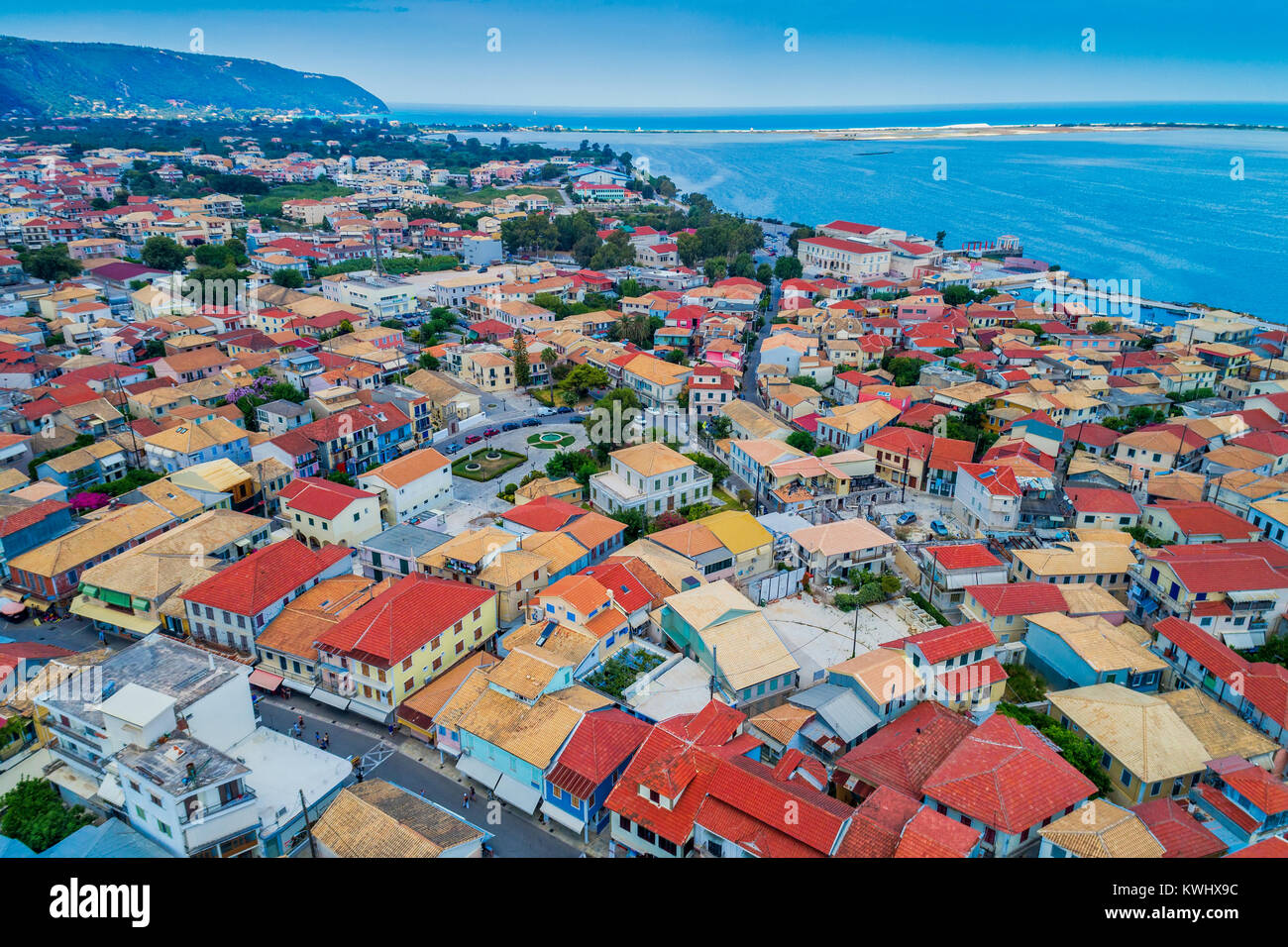 Aerial view of Lefkada town, Lefkada island, Greece Stock Photo - Alamy