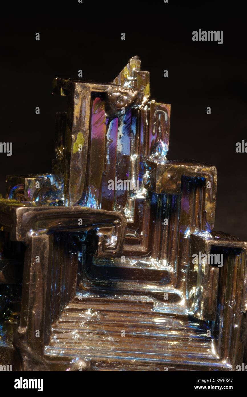 Macro Photo of Bismuth Metal Crystal, Displaying Colourful Iridescent ...