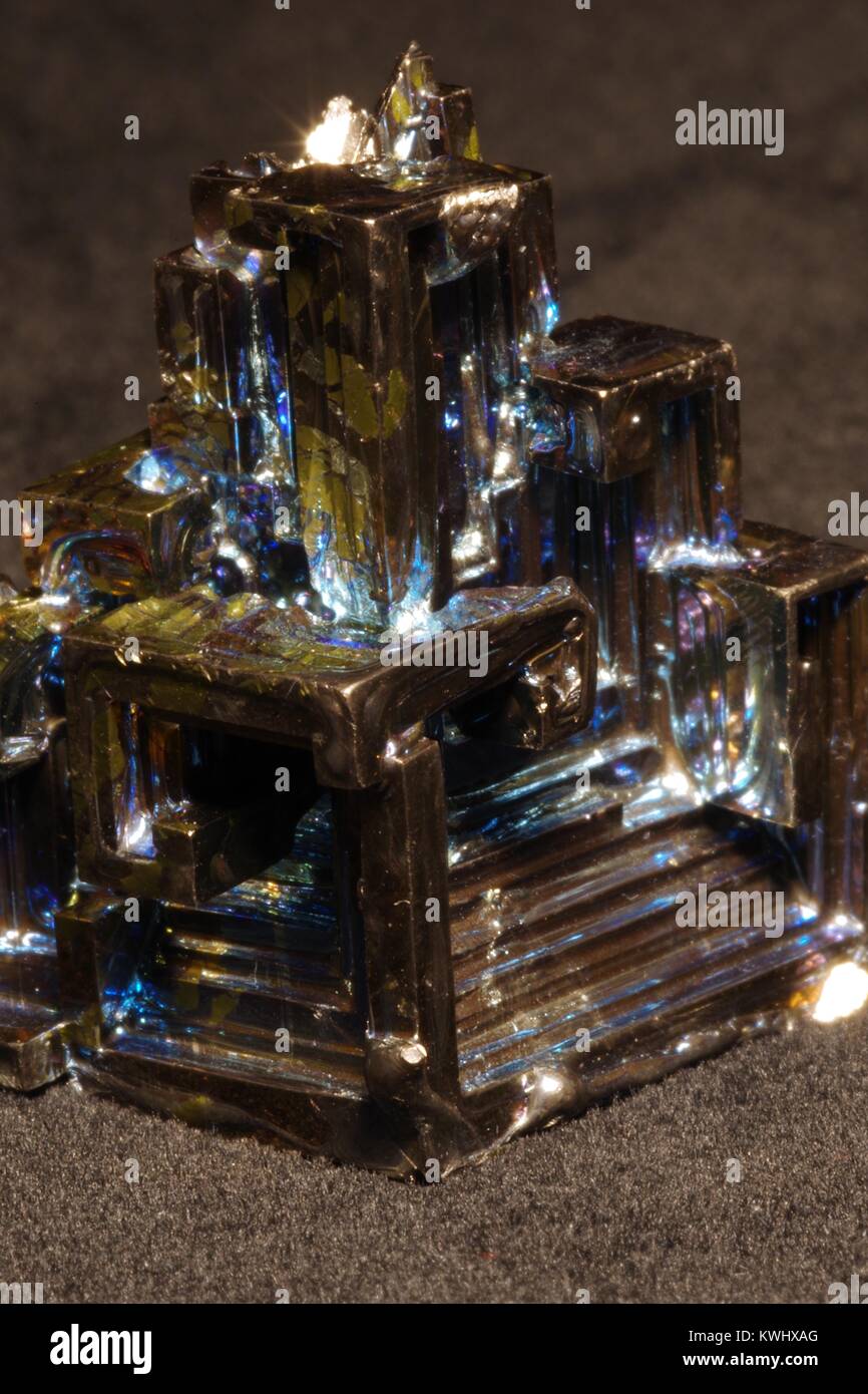 Macro Photo of Bismuth Metal Crystal, Displaying Colourful Iridescent ...