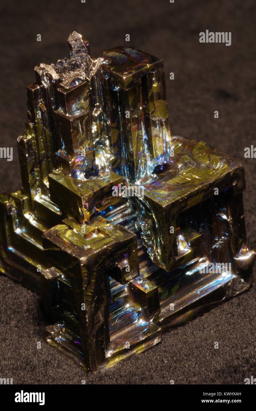 Macro Photo of Bismuth Metal Crystal, Displaying Colourful Iridescent ...