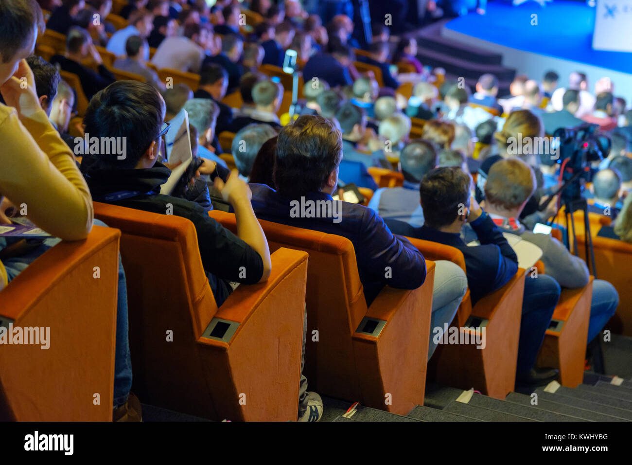 People attend business conference in congress hall Stock Photo - Alamy