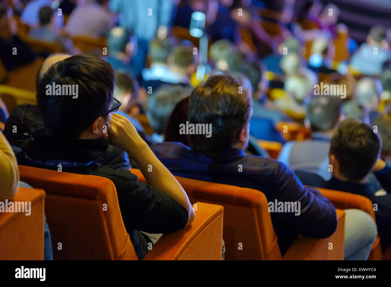 People attend business conference in congress hall Stock Photo - Alamy