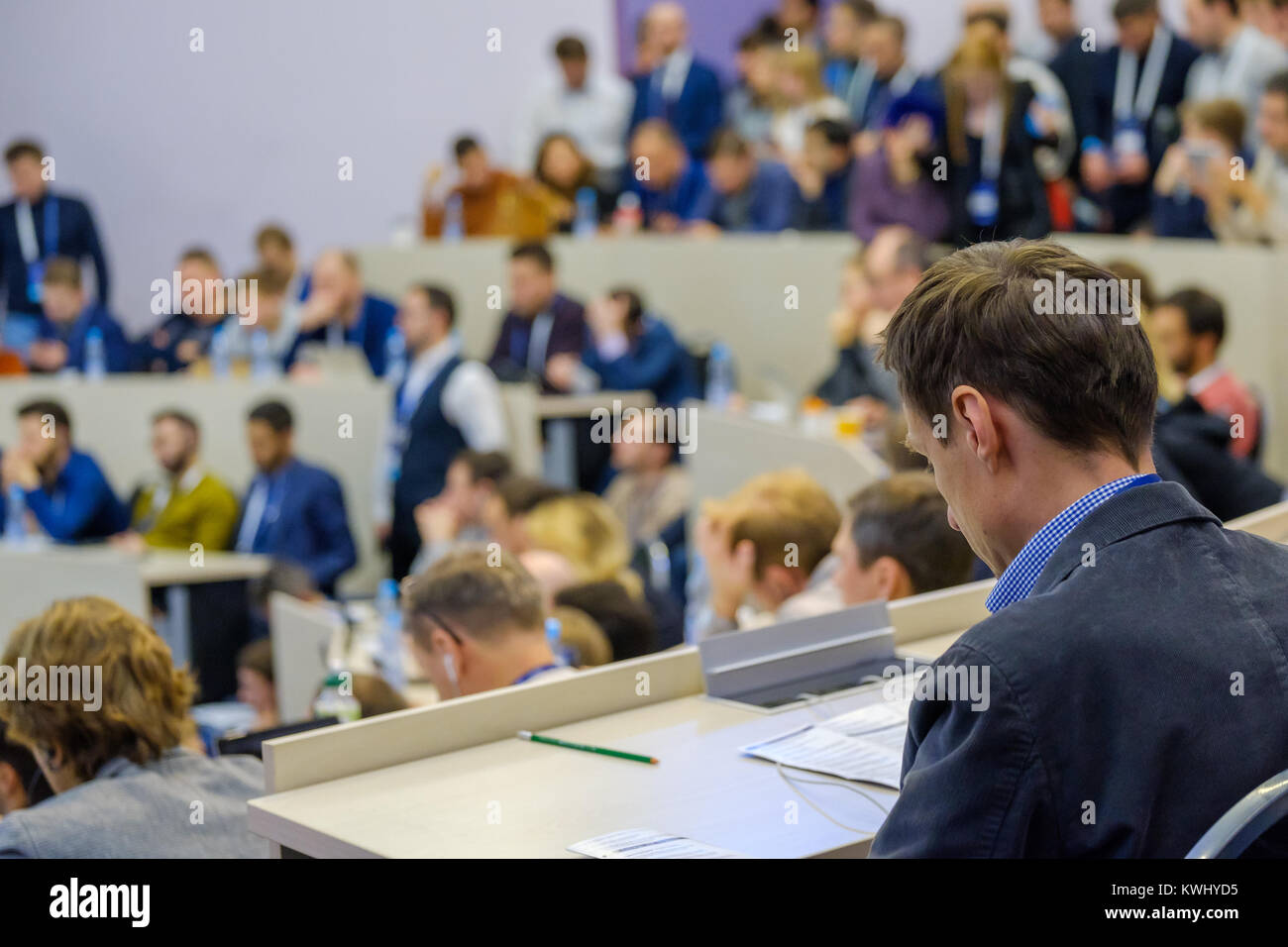 People attend business conference in congress hall Stock Photo - Alamy