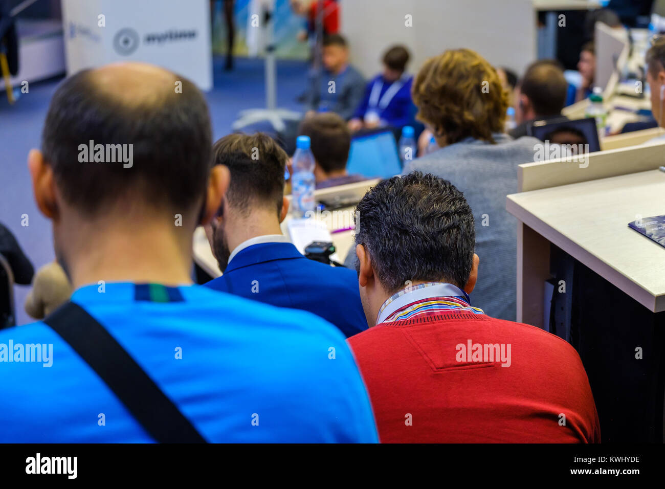 People attend business conference in congress hall Stock Photo - Alamy
