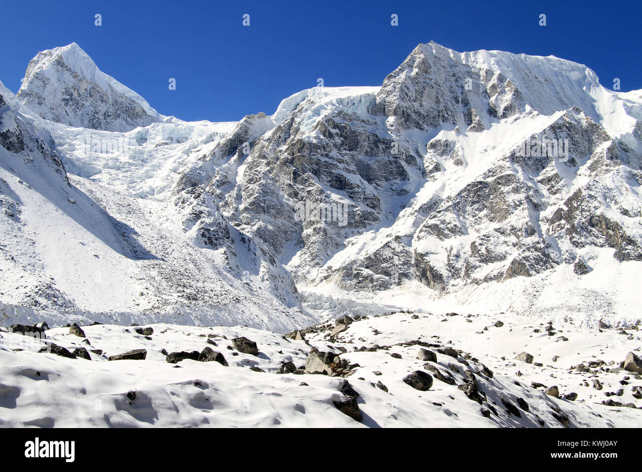 Snow peaks on mount Manaslu in Nepal Stock Photo - Alamy