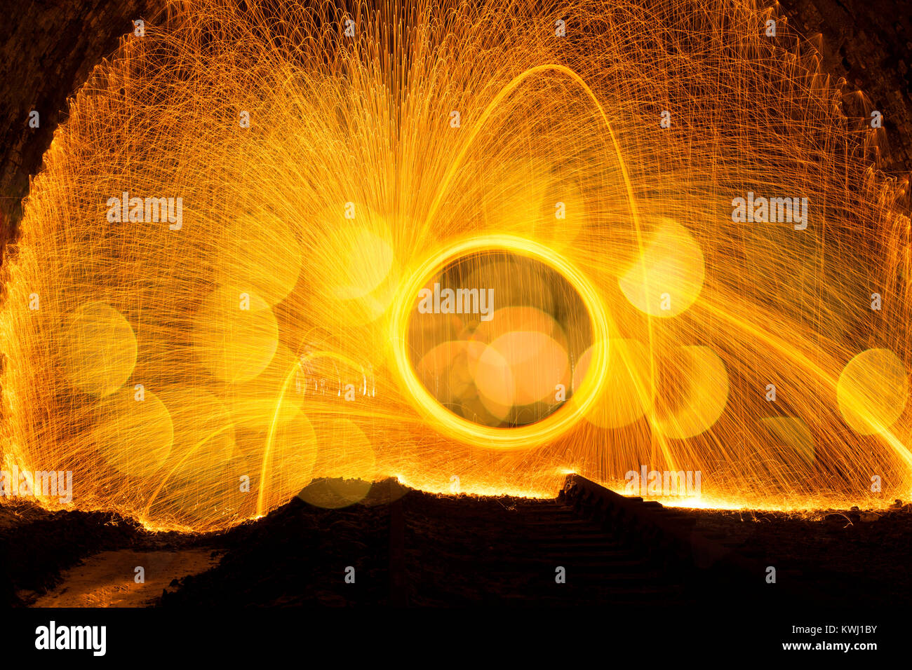 Steel Wool Spinning image Stock Photo - Alamy