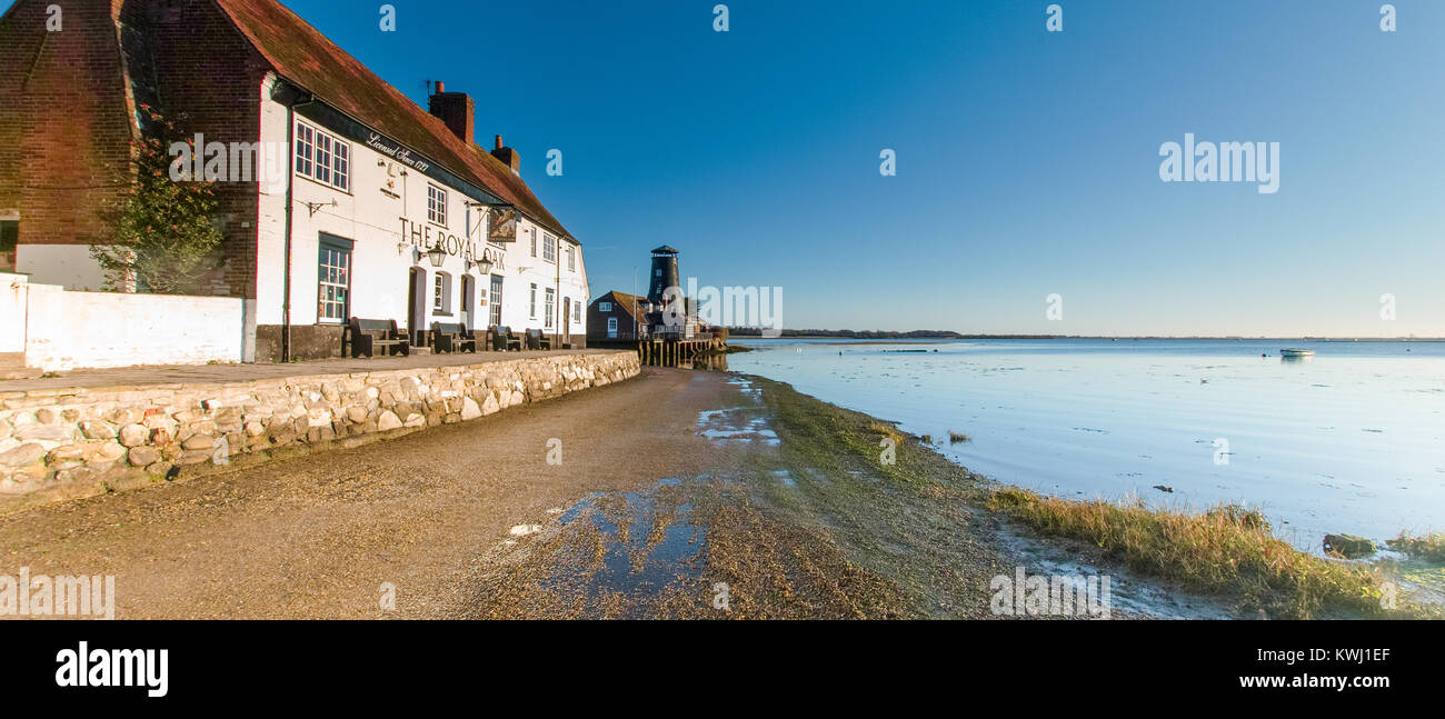 Langstone Harbour with Mill and Royal Oak on mid-winter morning at ...