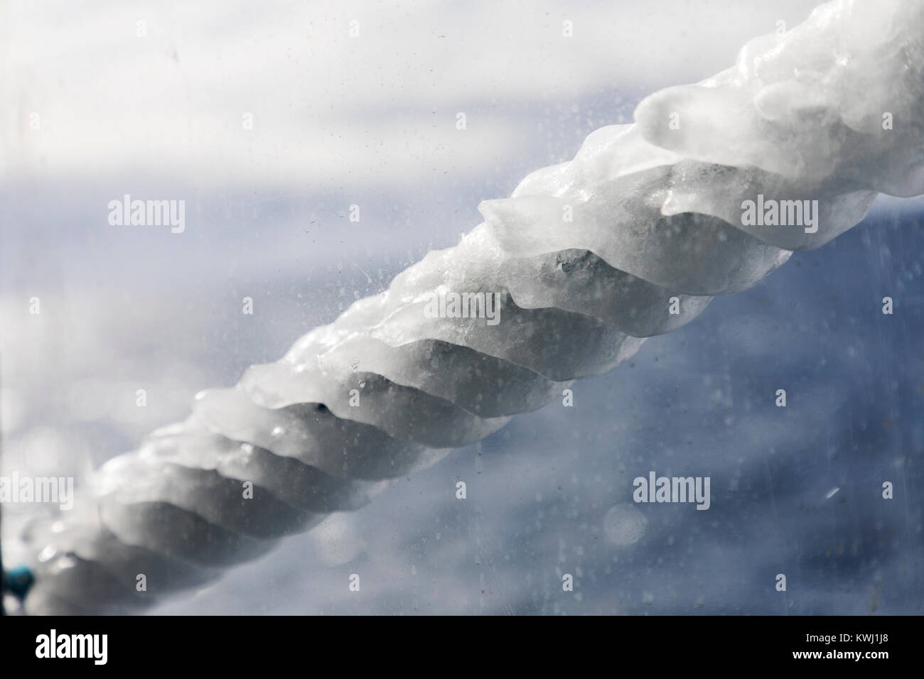 Ice coated rigging; passenger ship Ocean Adventurer sails Boyd Strait ...