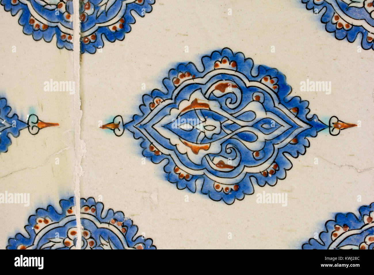 Ottoman ancient Handmade Turkish Tiles with floral patterns Stock Photo ...