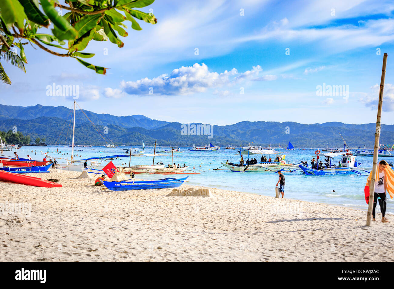 Crowded beach on island boracay hi-res stock photography and images - Alamy