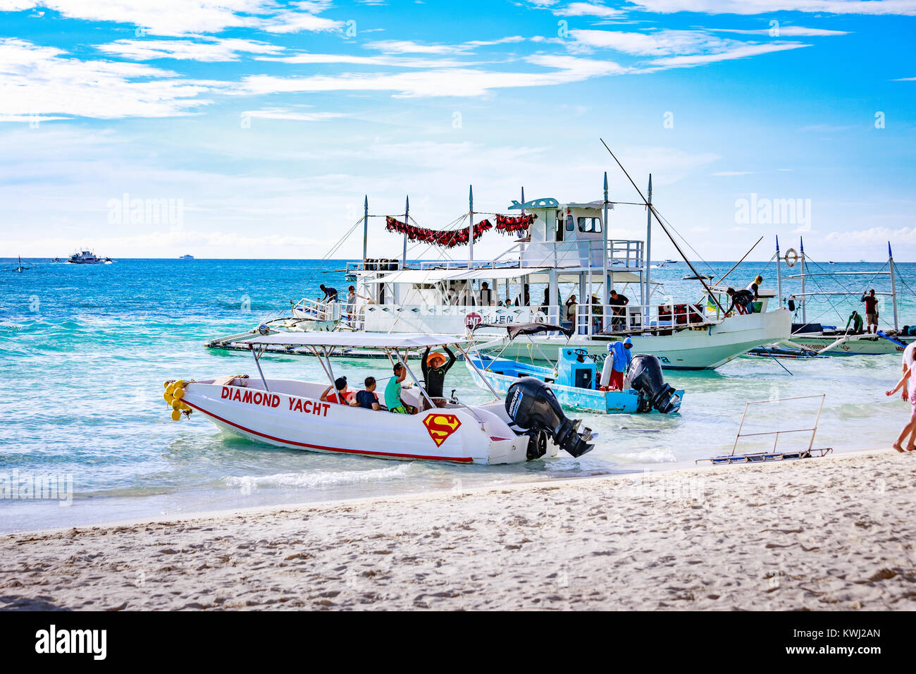 Crowded beach on island boracay hi-res stock photography and images - Alamy