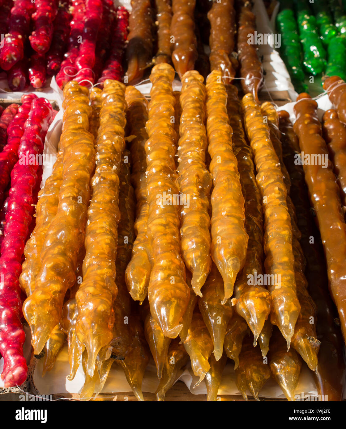 Turkish style fruit dried pulp as snack food Stock Photo - Alamy