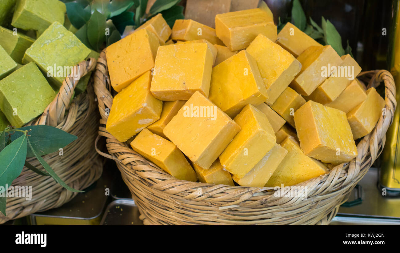 Collection of bars of fragrant hand made organic soap Stock Photo - Alamy