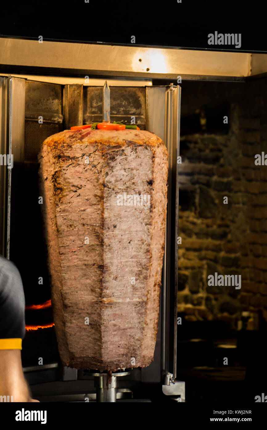 Traditional Turkish Doner Kebab on pole Stock Photo - Alamy