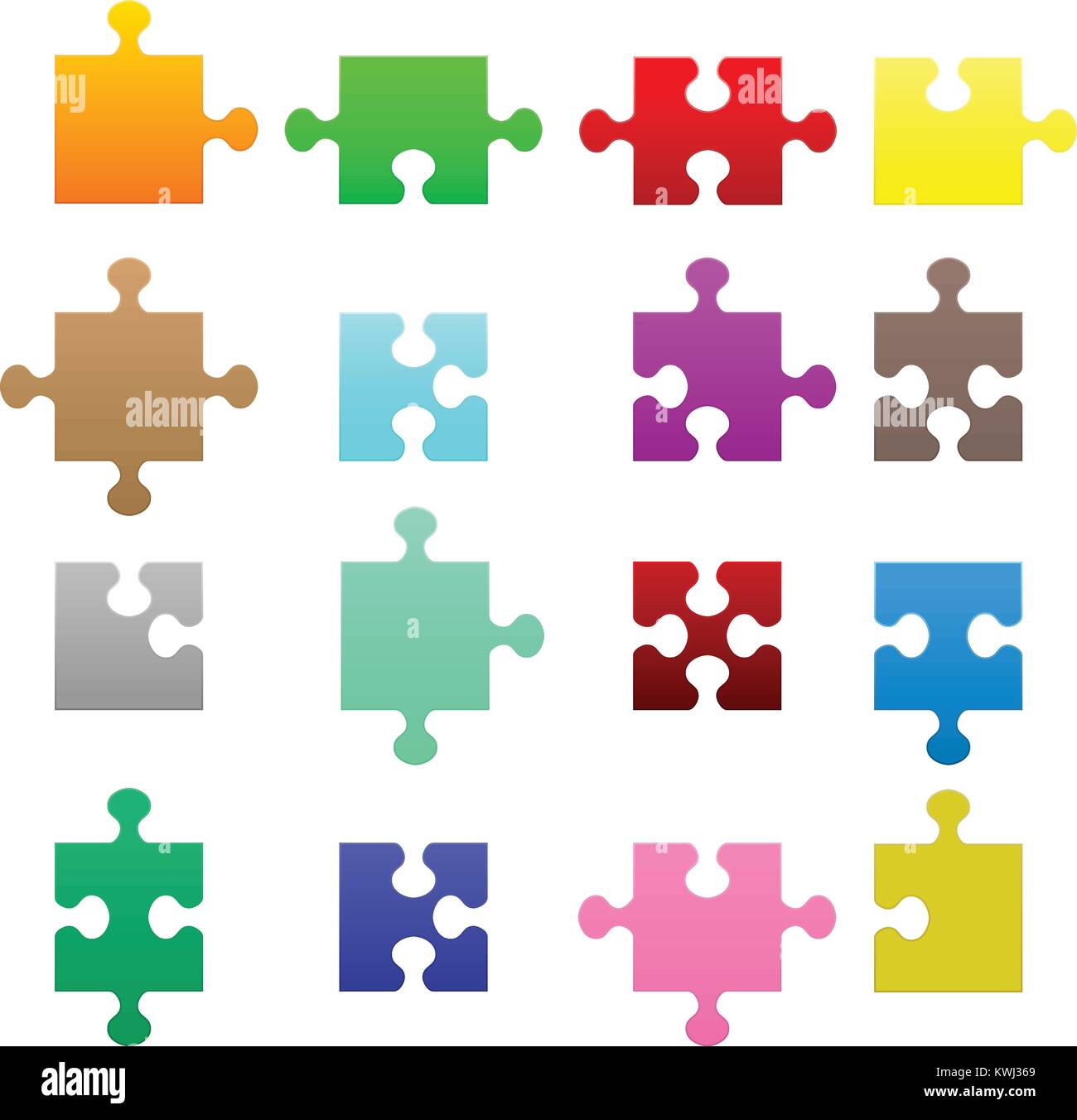 Colors jigsaw puzzle pieces on a white background Stock Vector Image ...