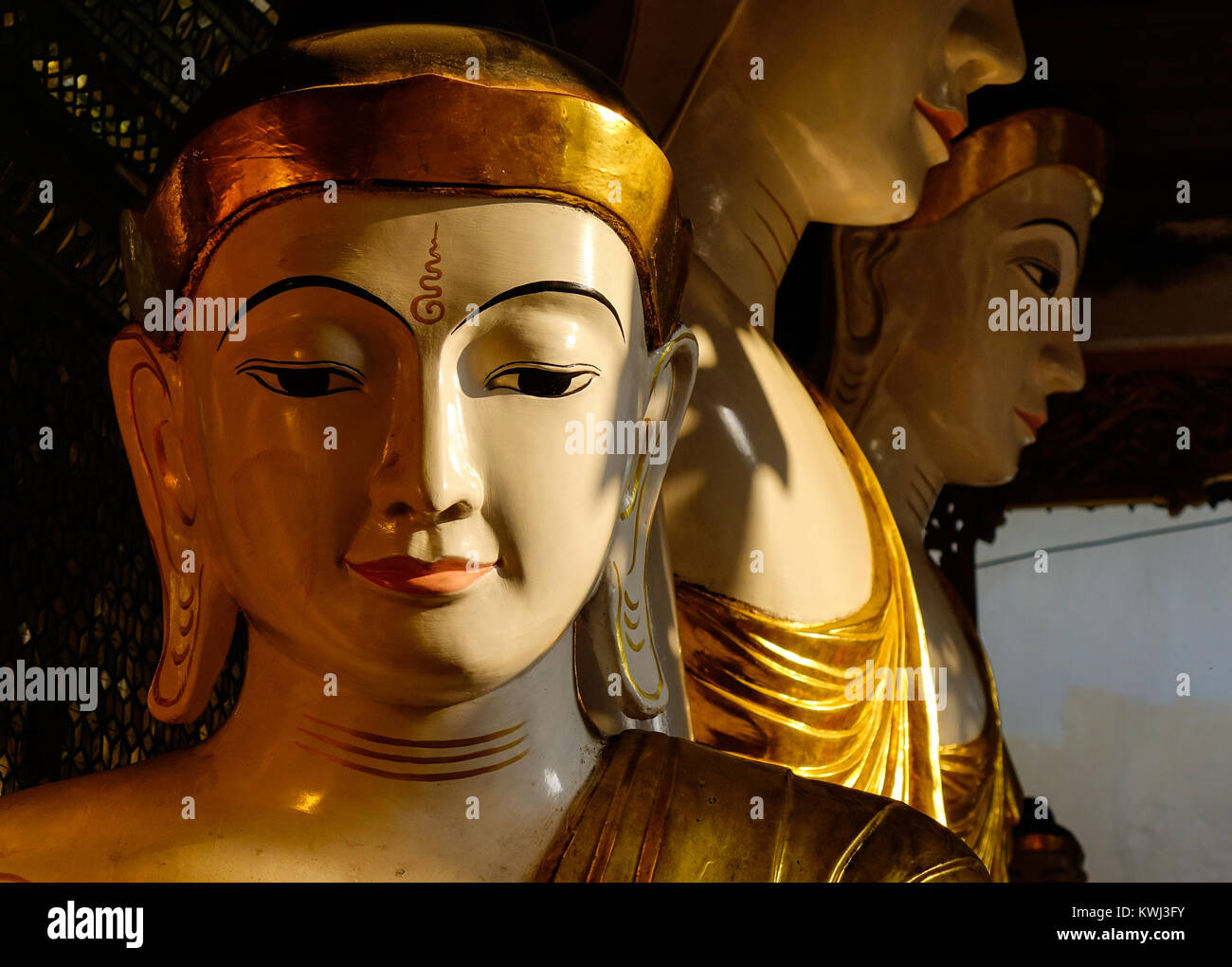 Buddha Statues at Shwedagon Pagoda in Yangon (Rangoon), Myanmar Stock ...