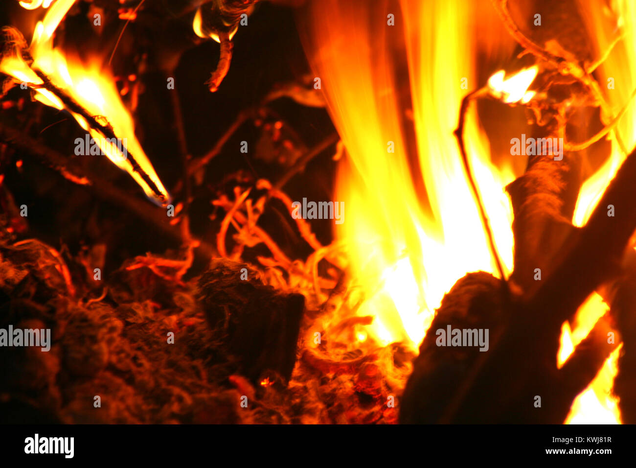Hot flames in the heart of fire Stock Photo - Alamy