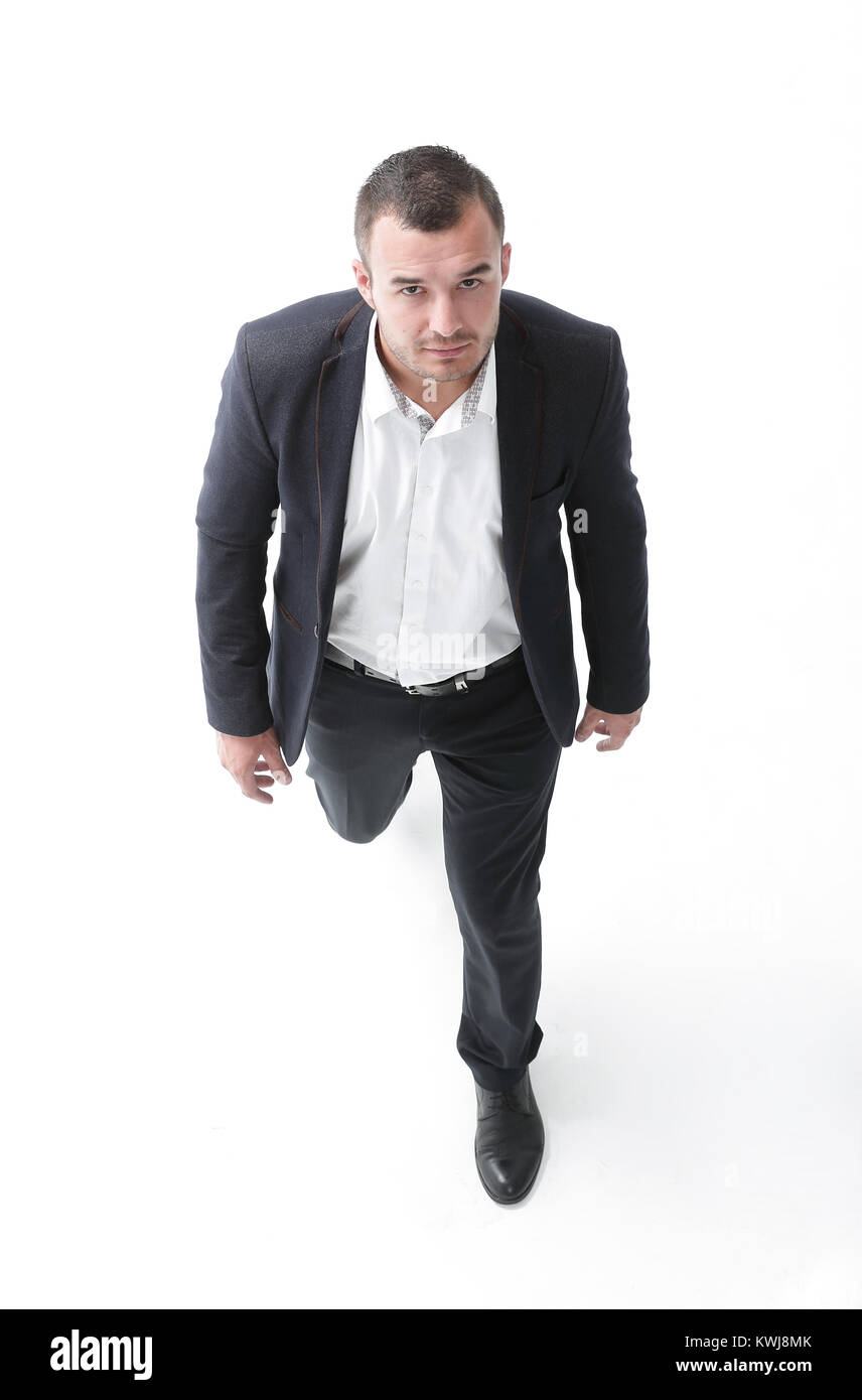 in full growth.top view of successful businessman goes forward Stock ...