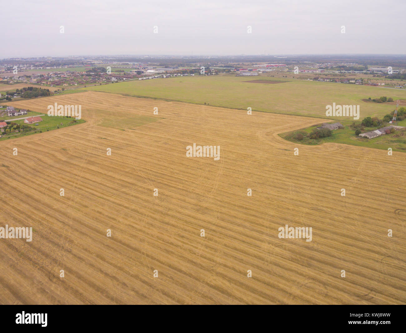 Aerial view of harvest fields Stock Photo - Alamy