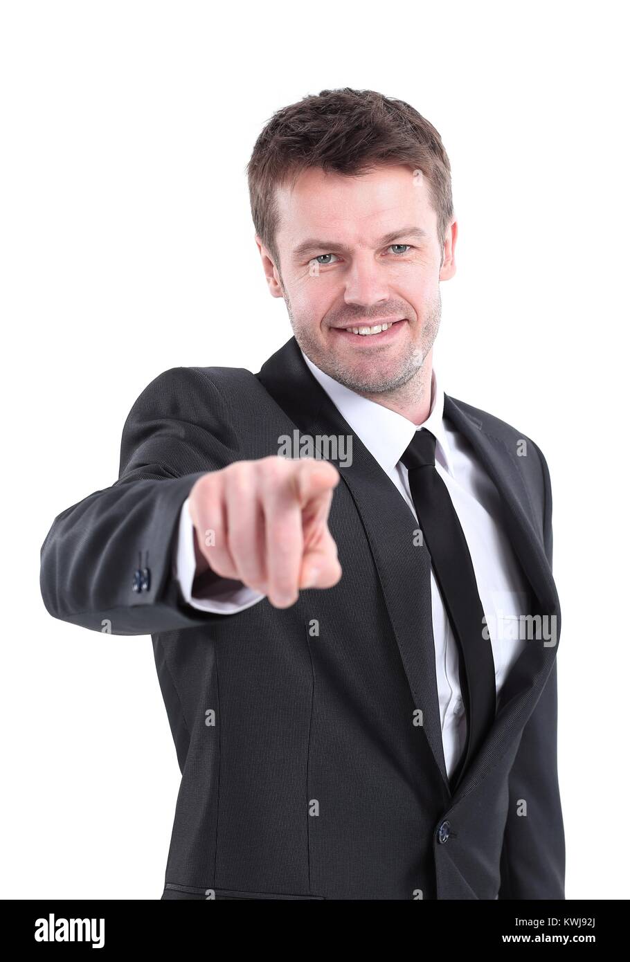 successful businessman pointing forward Stock Photo - Alamy