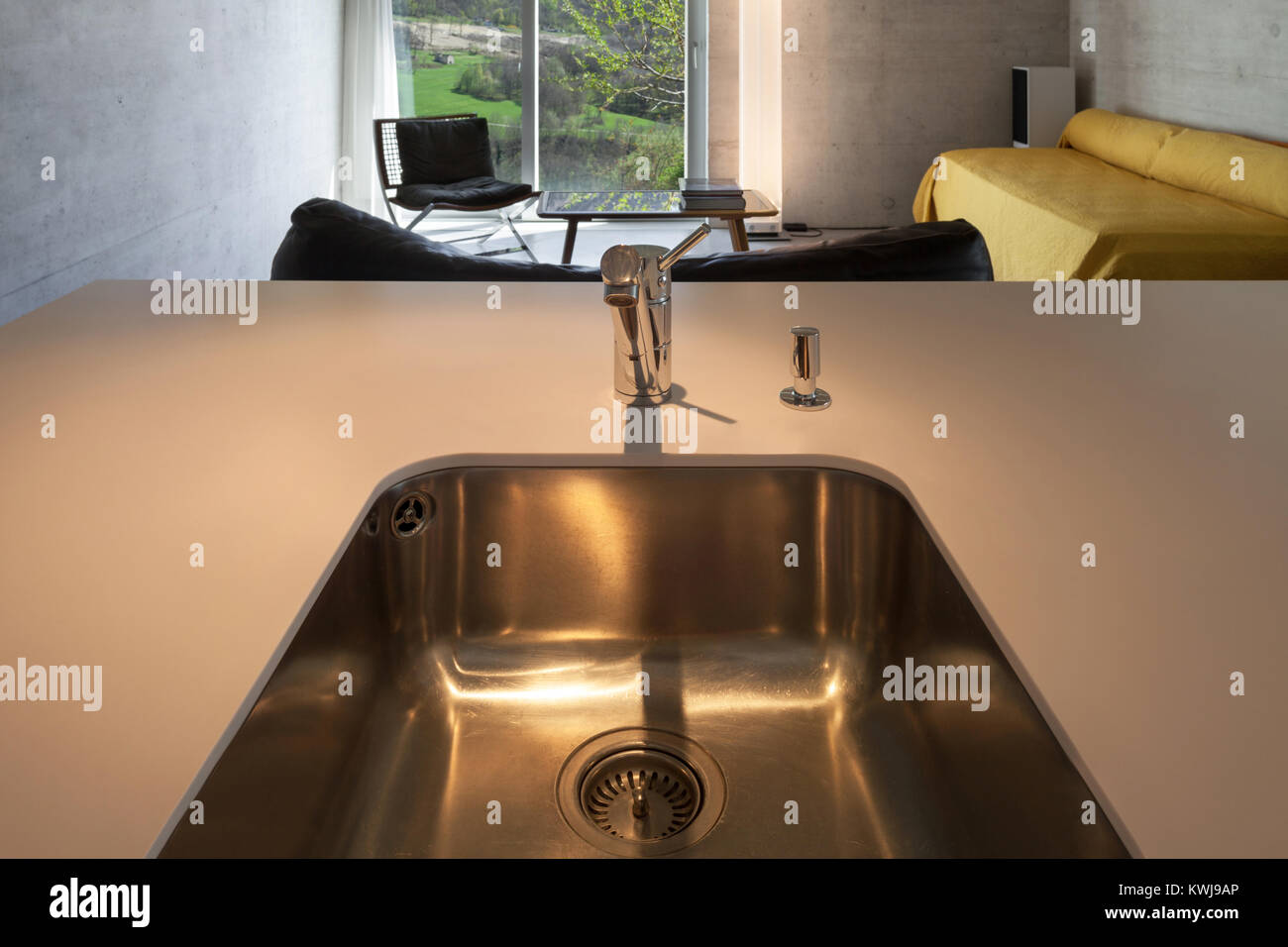 Architecture modern design, steel sink of the kitchen Stock Photo - Alamy