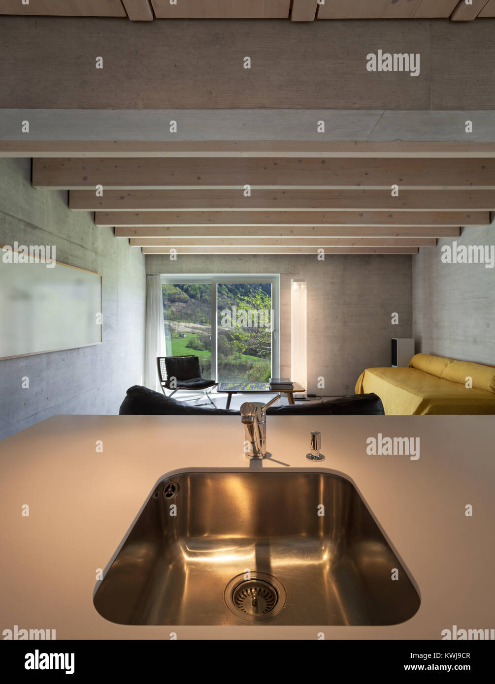 Architecture modern design, steel sink of the kitchen Stock Photo - Alamy
