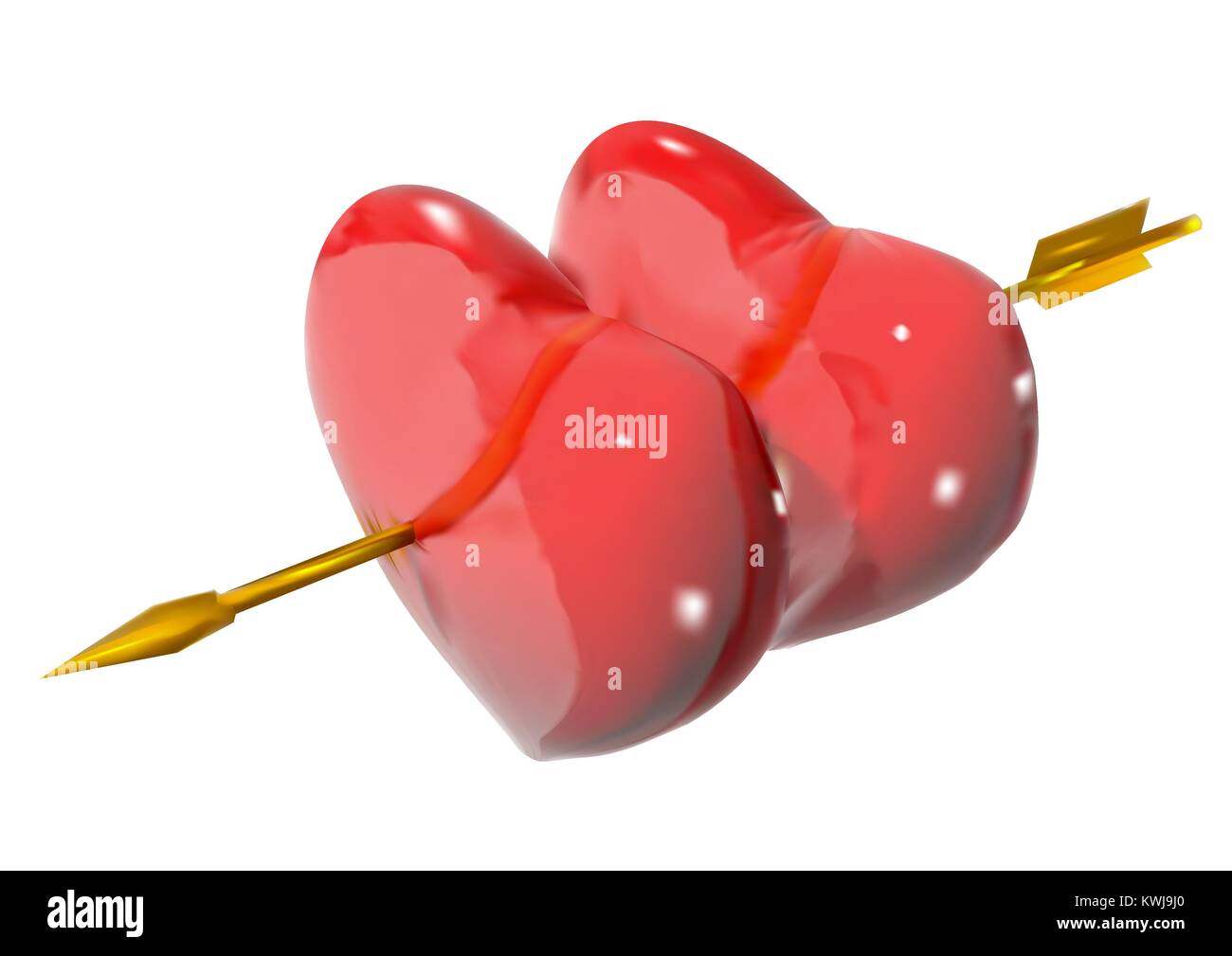 valentines day. two hearts with arrow isolated on white Stock Vector ...