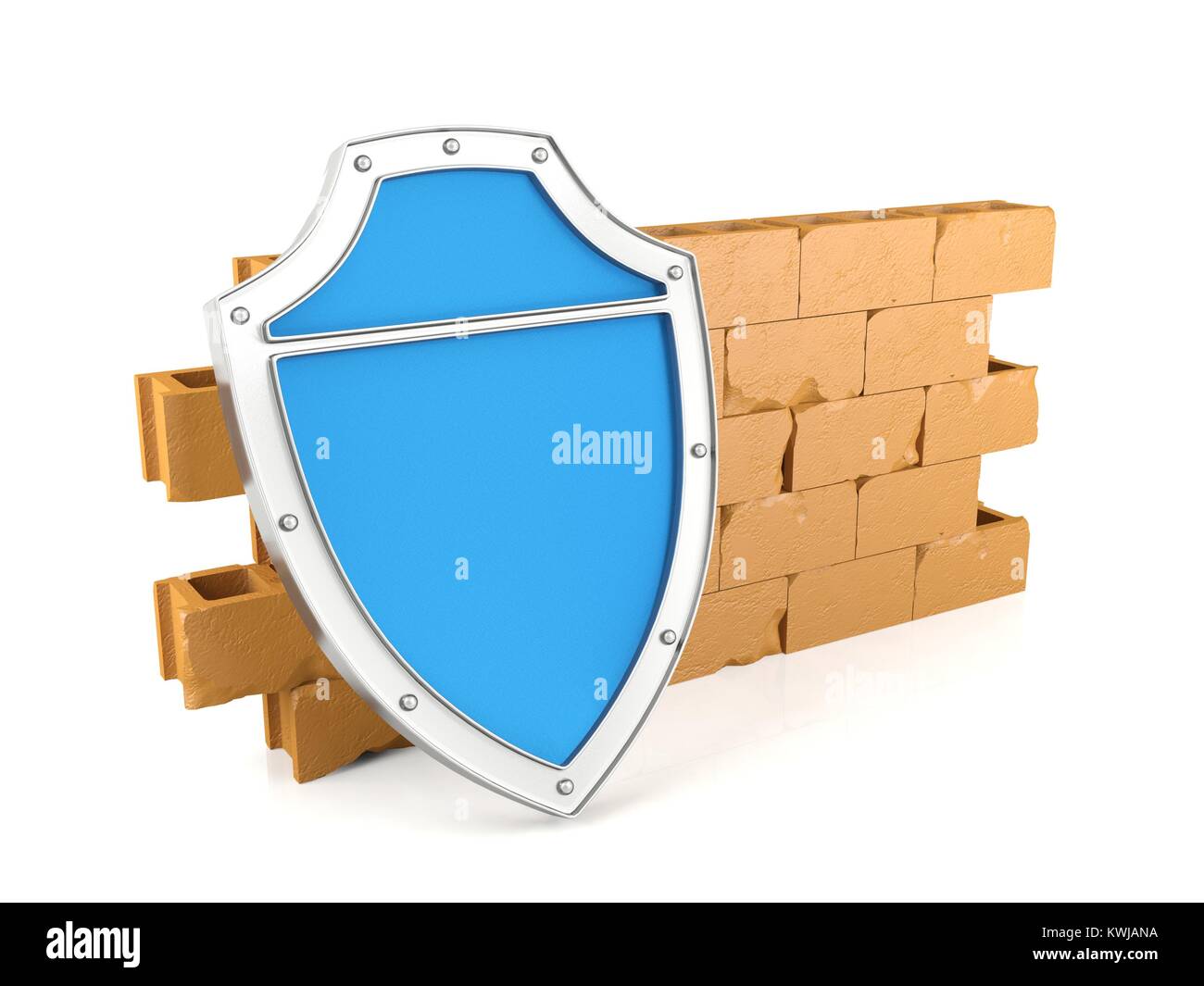 Shield and wall, firewall concept, 3D render Stock Photo - Alamy