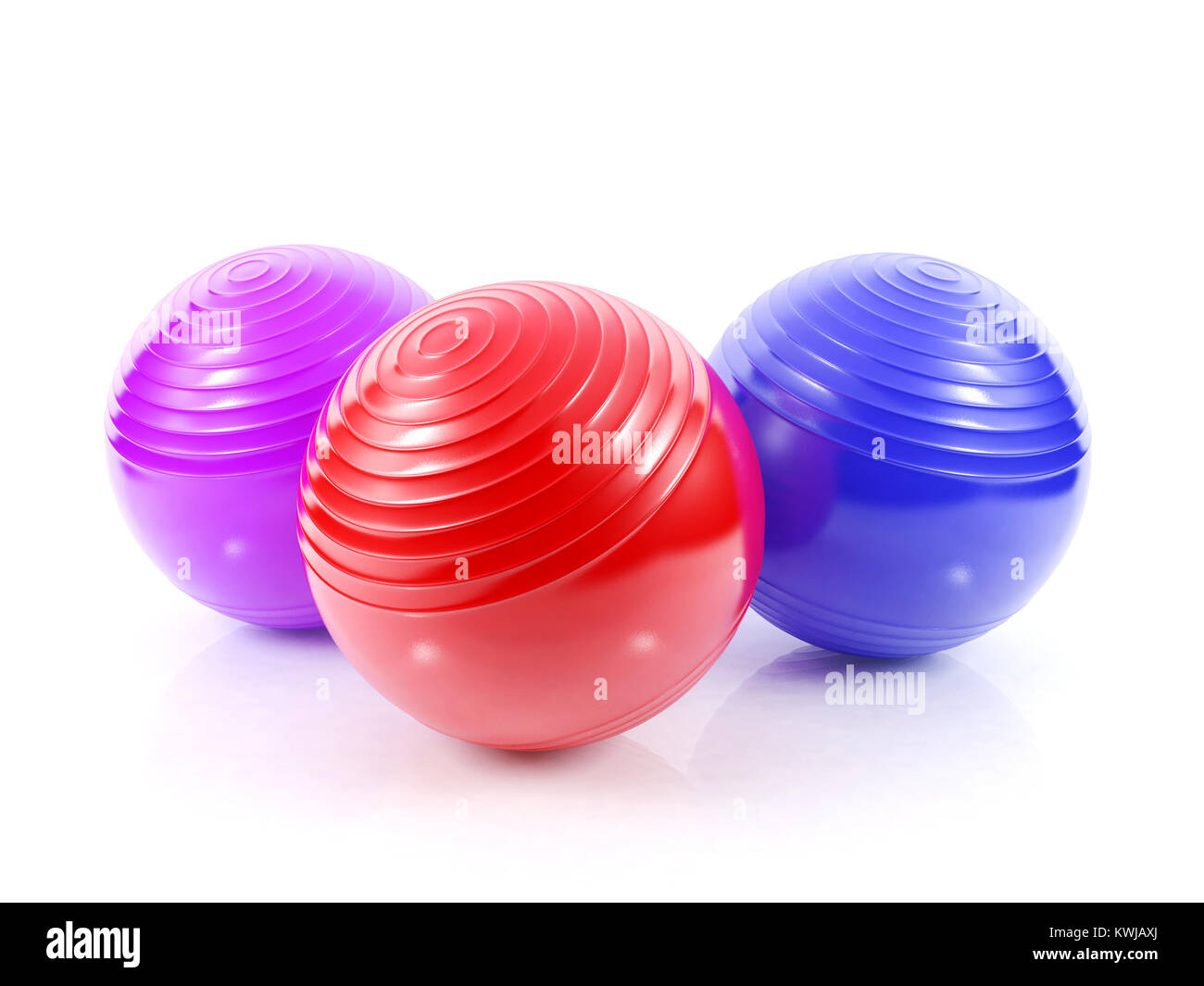 Fitness balls isolated on white background, 3D rendering Stock Photo ...