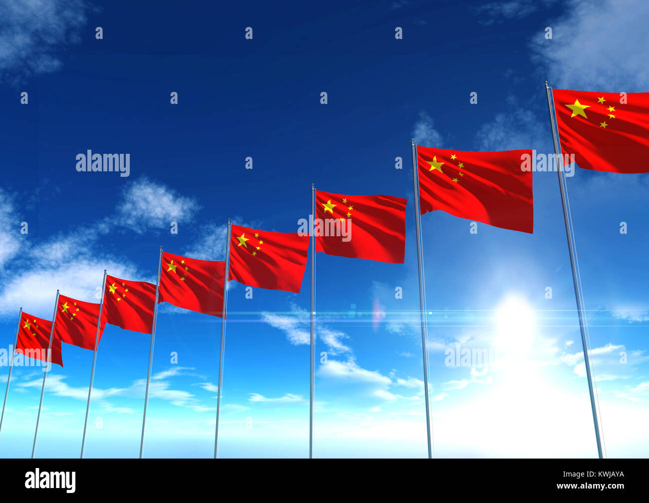 Flag of Republic of China under blue sky, 3D rendering Stock Photo - Alamy