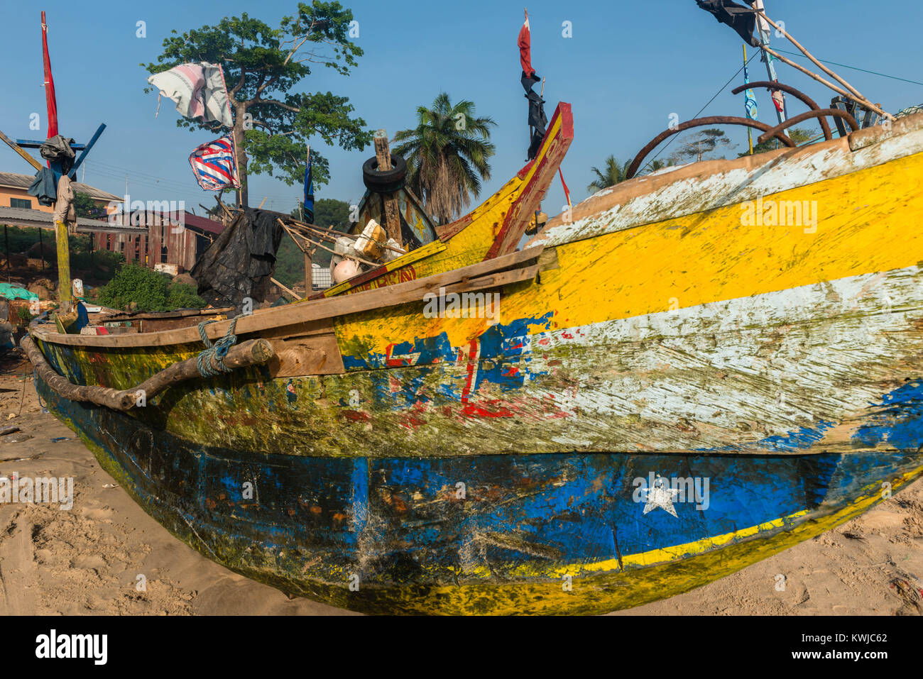 Wooden fishing boats line up on the beach, Senya Beraku, Gold Coast ...