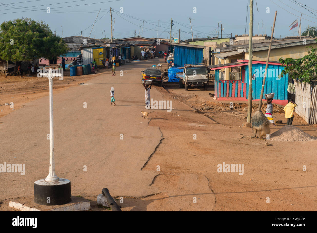 Small town of Senya Beraku, Gold Coast, Central Region, Ghana, Africa ...