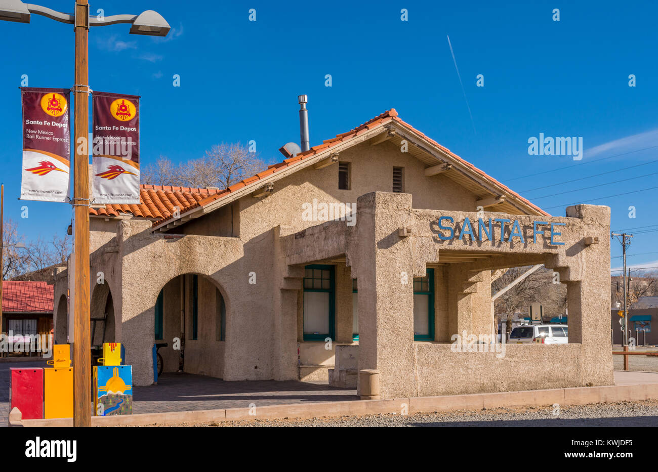 Historic adobe train depot in the railyard at the northern end of the ...