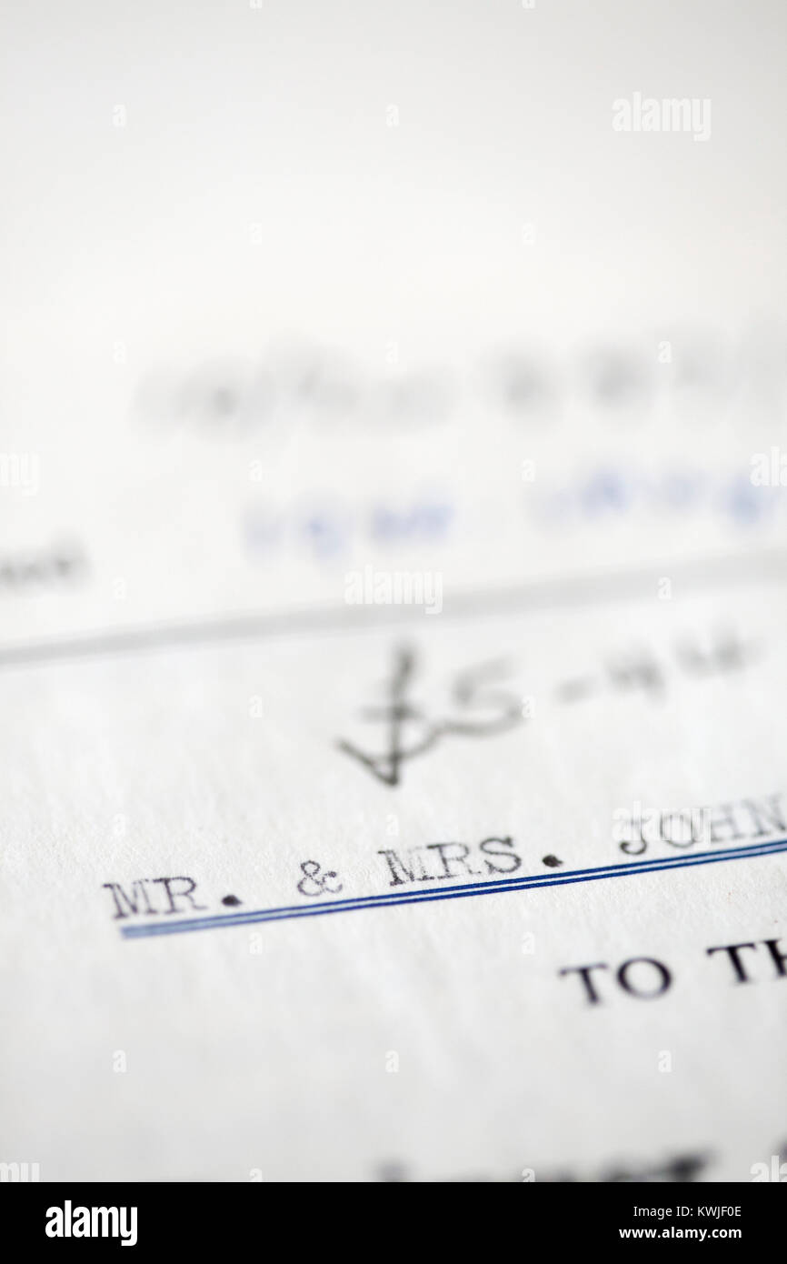 Old typed receipt Stock Photo - Alamy