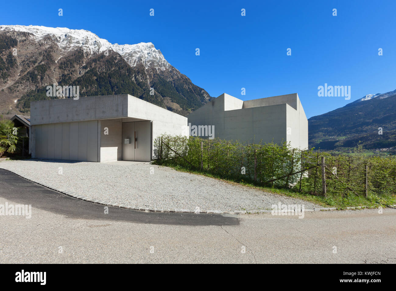 Architecture modern design, concrete house view from the road Stock ...