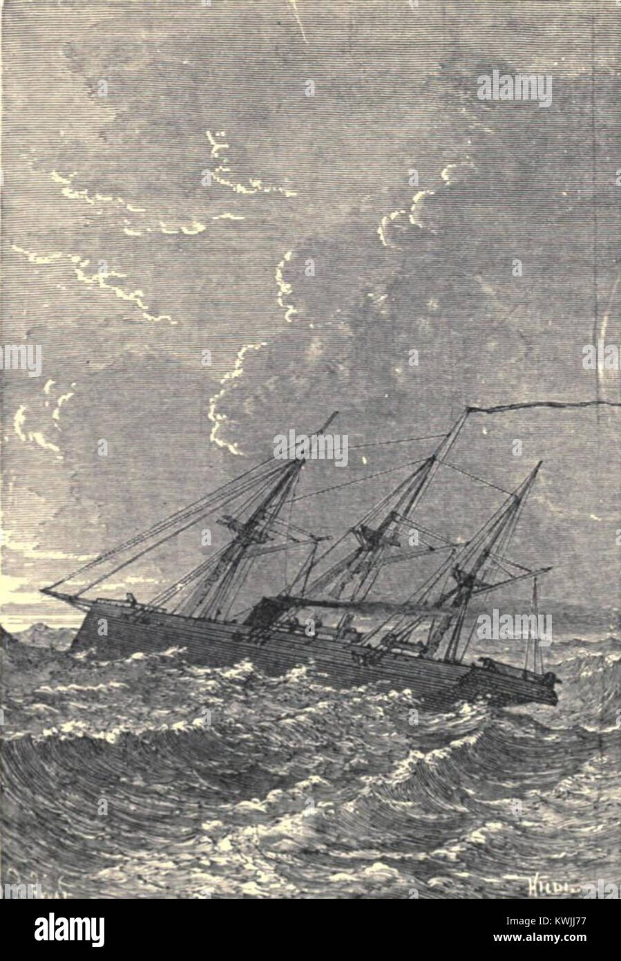 An illustration by Jules Férat portraying blockade runners, capturing ...