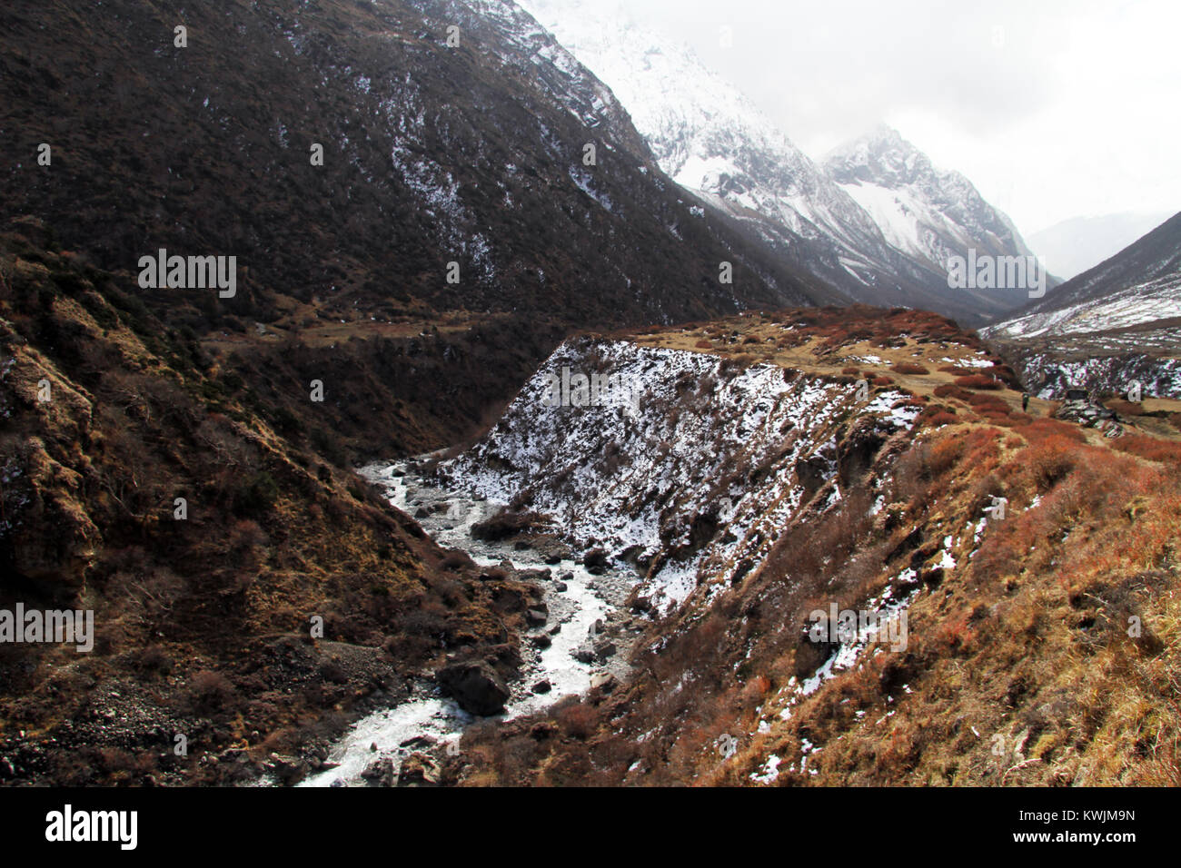 River and snow mountain near Samdo in Nepal Stock Photo - Alamy