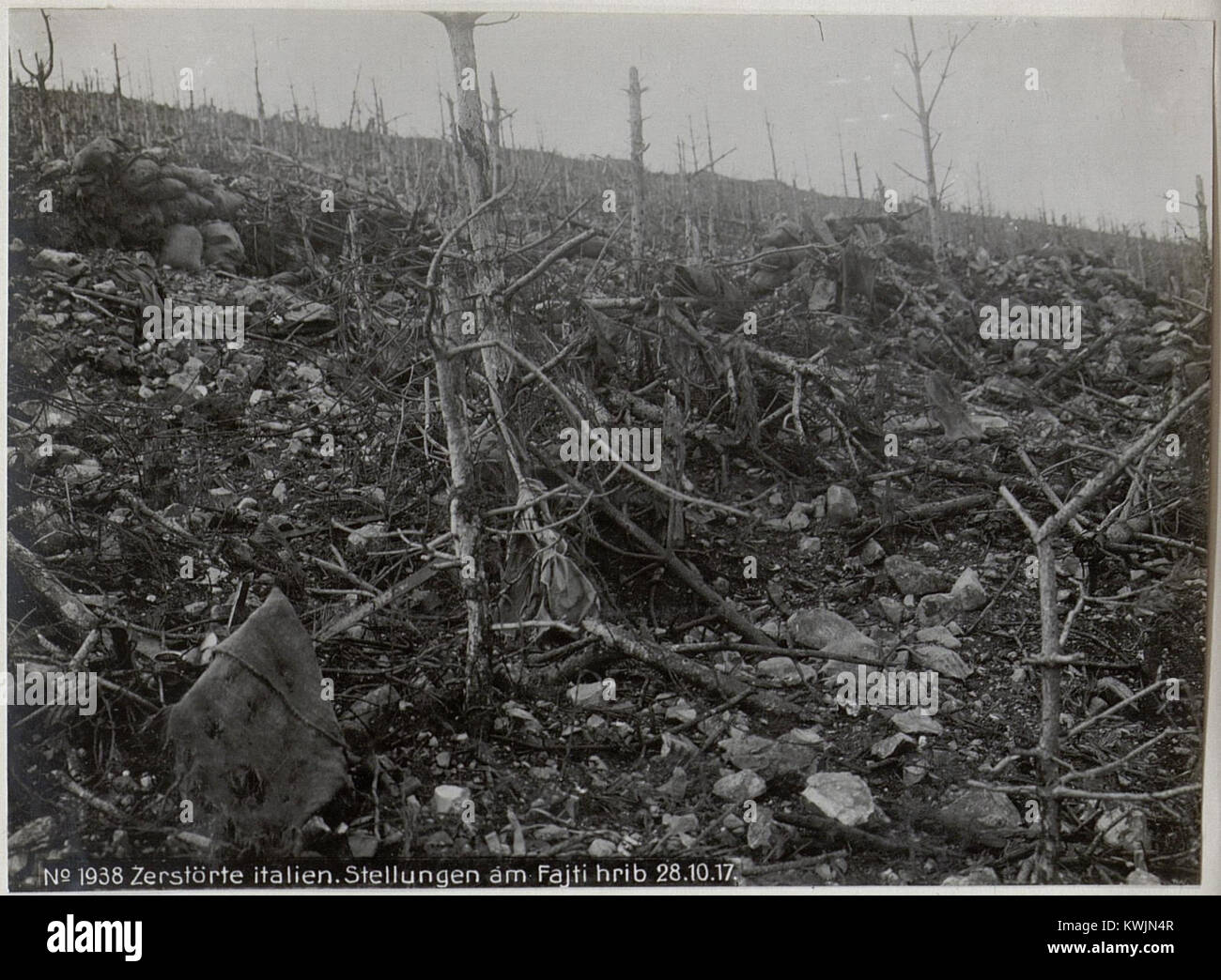 Image taken on October 28, 1917, showing destroyed Italian positions on ...