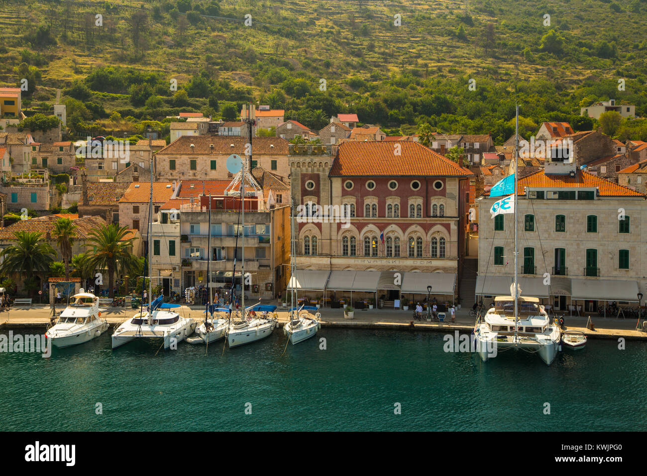 Vis town harbour, Anchorage, Croatia Stock Photo - Alamy