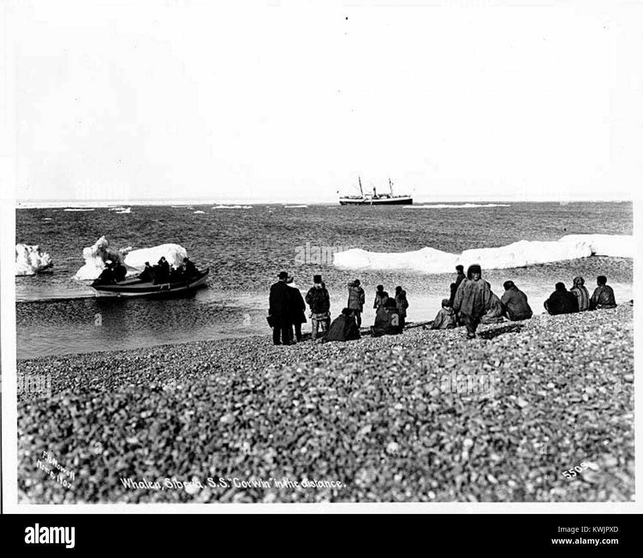 A 1907 photograph showing Yupik people on a Siberian beach at Whalen ...