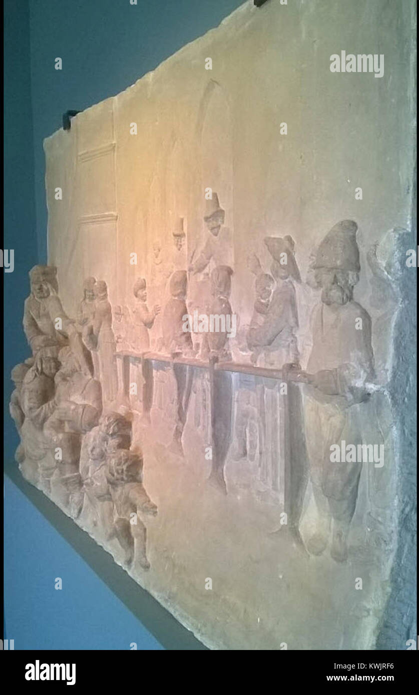 This title refers to an image of a sandstone relief, showing a side ...