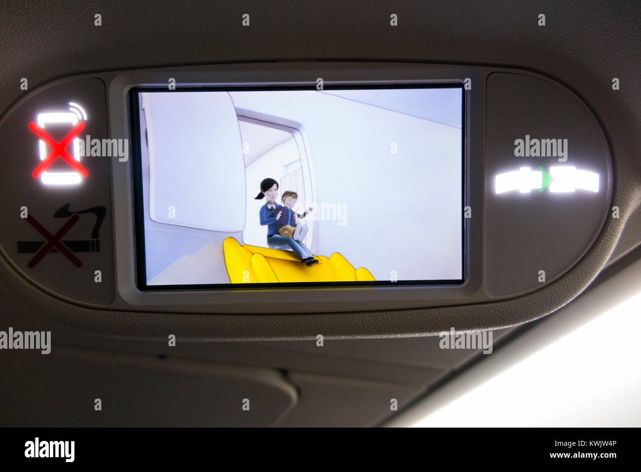 Airplane evacuation slide hi-res stock photography and images - Alamy