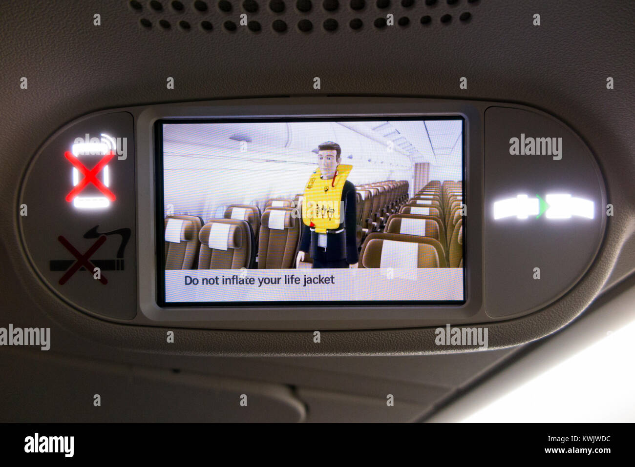 Recorded screening of aeroplane aircraft airplane air plane flight ...