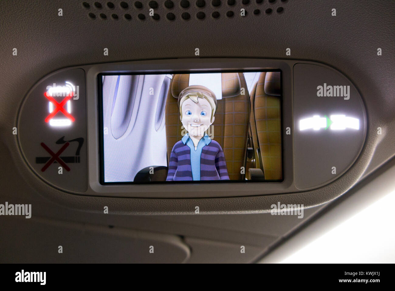 Recorded screening of aeroplane aircraft airplane air plane flight ...