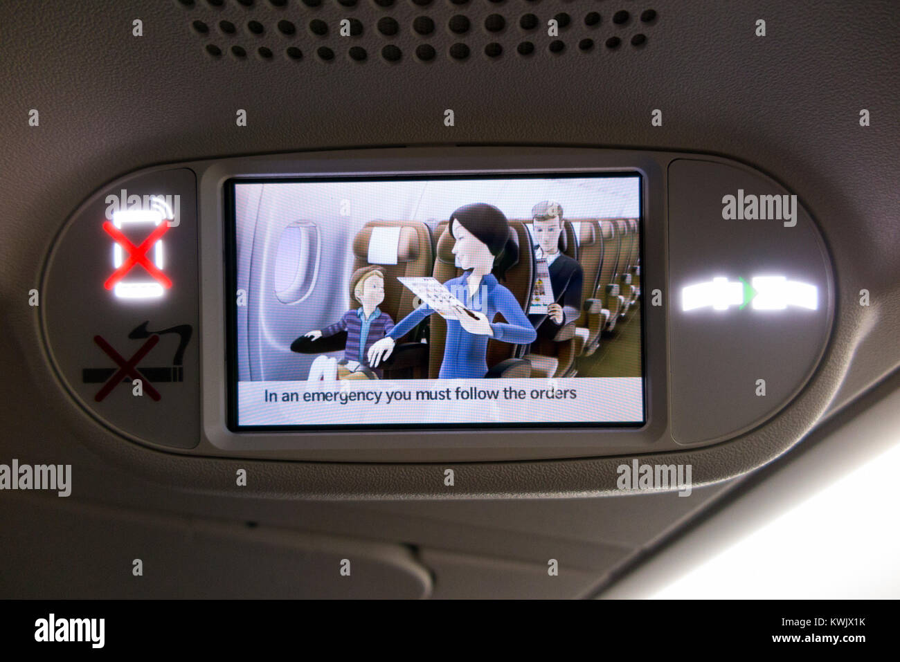 Recorded screening of aeroplane aircraft airplane air plane flight ...