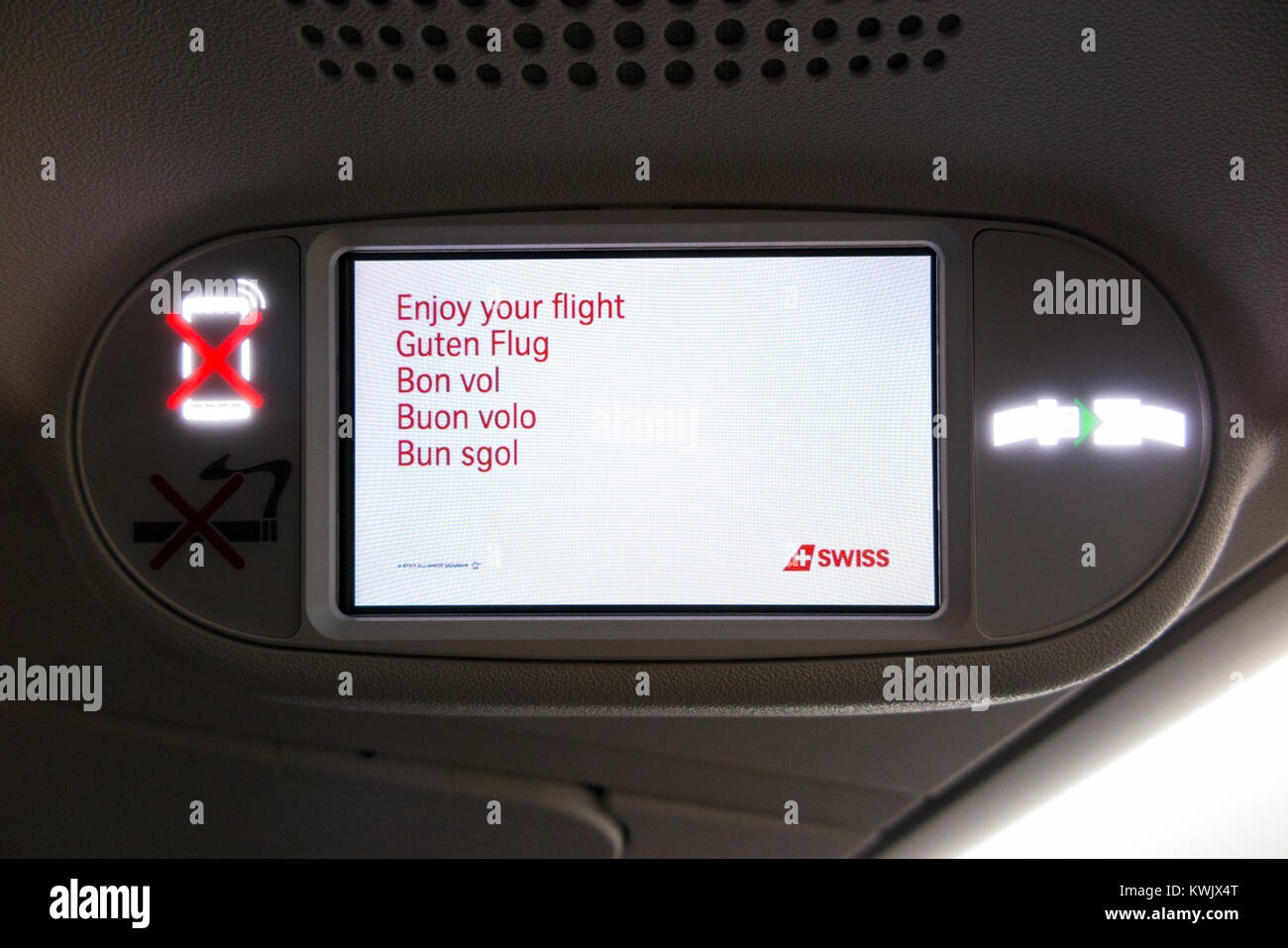 Recorded screening of aeroplane aircraft airplane air plane flight ...