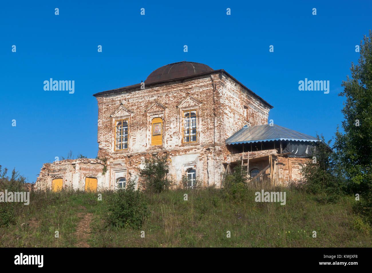 Being restored Church of the Savior Holy Face in the village ...